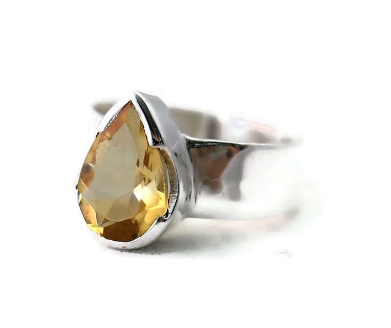 Teardrop Facet Citrine Ring