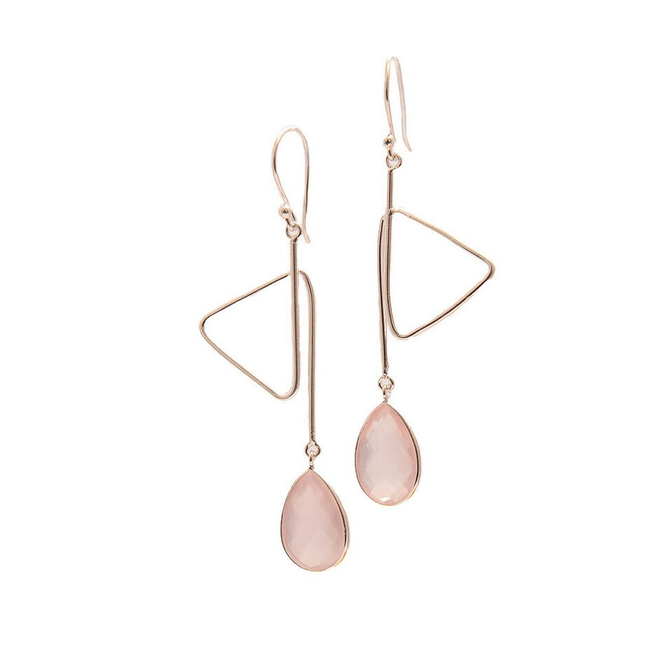 Geometrical Rose-Quartz Earrings