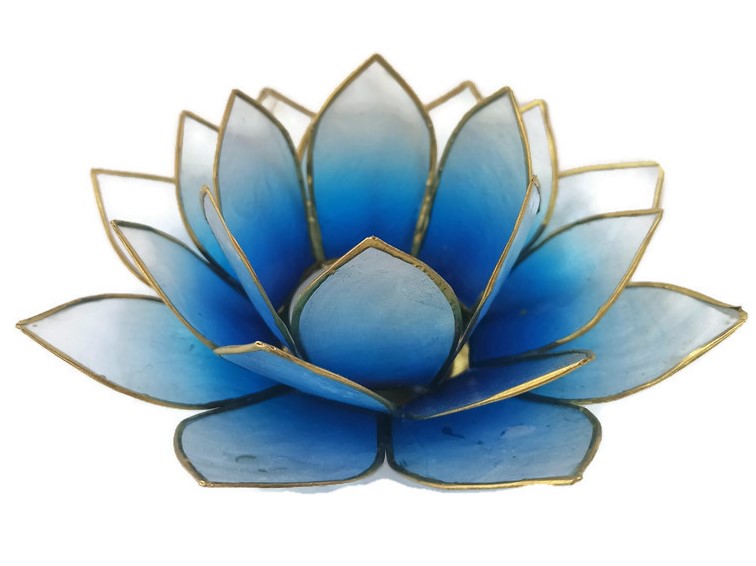 Light Blue Lotus Shell Candlestick - בדרך הטבע