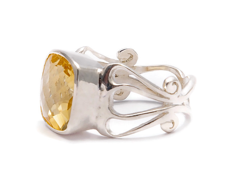 Square Citrine Ring