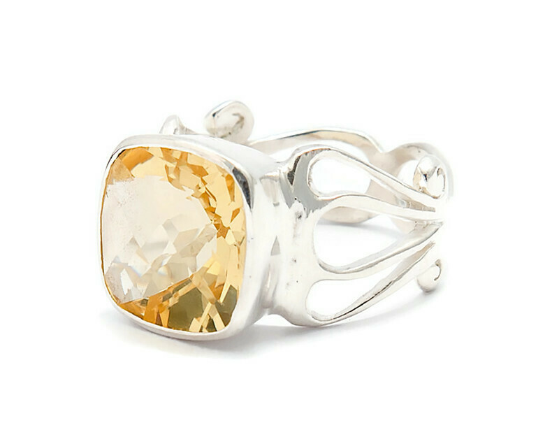 Square Citrine Ring
