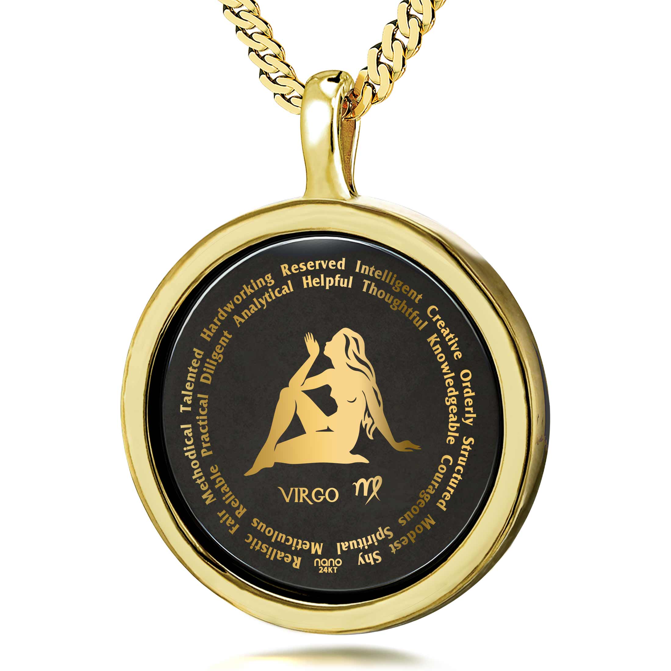 Gold Onyx Pendant - Zodiac Sign - בדרך הטבע