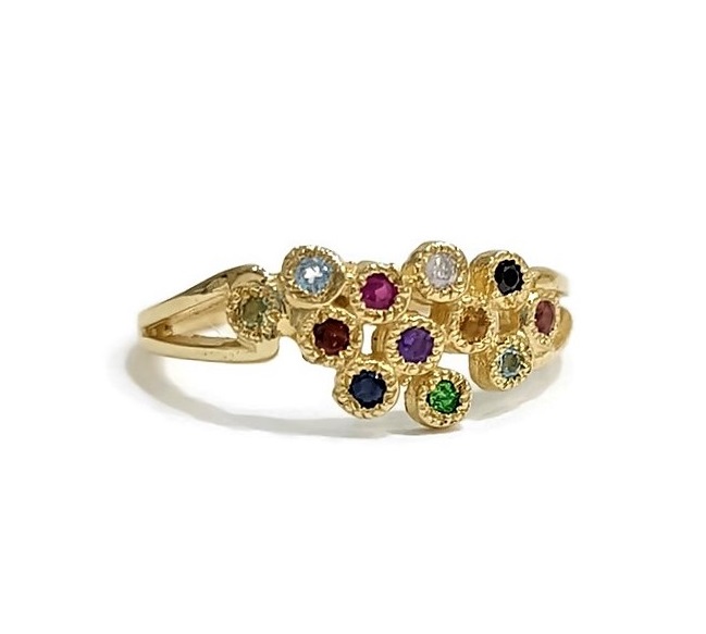 Breastplate Stones Ring - 14K Gold - בדרך הטבע